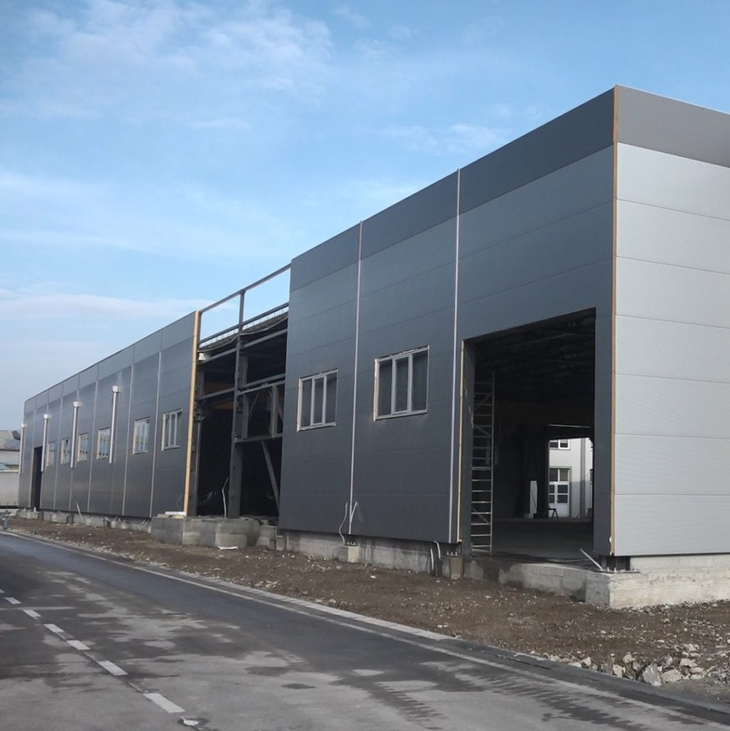 The final phase of construction of the new facility for solar mounting ...