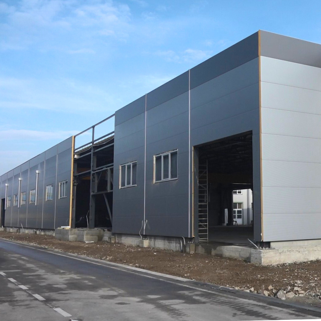 The final phase of construction of the new facility for solar mounting ...